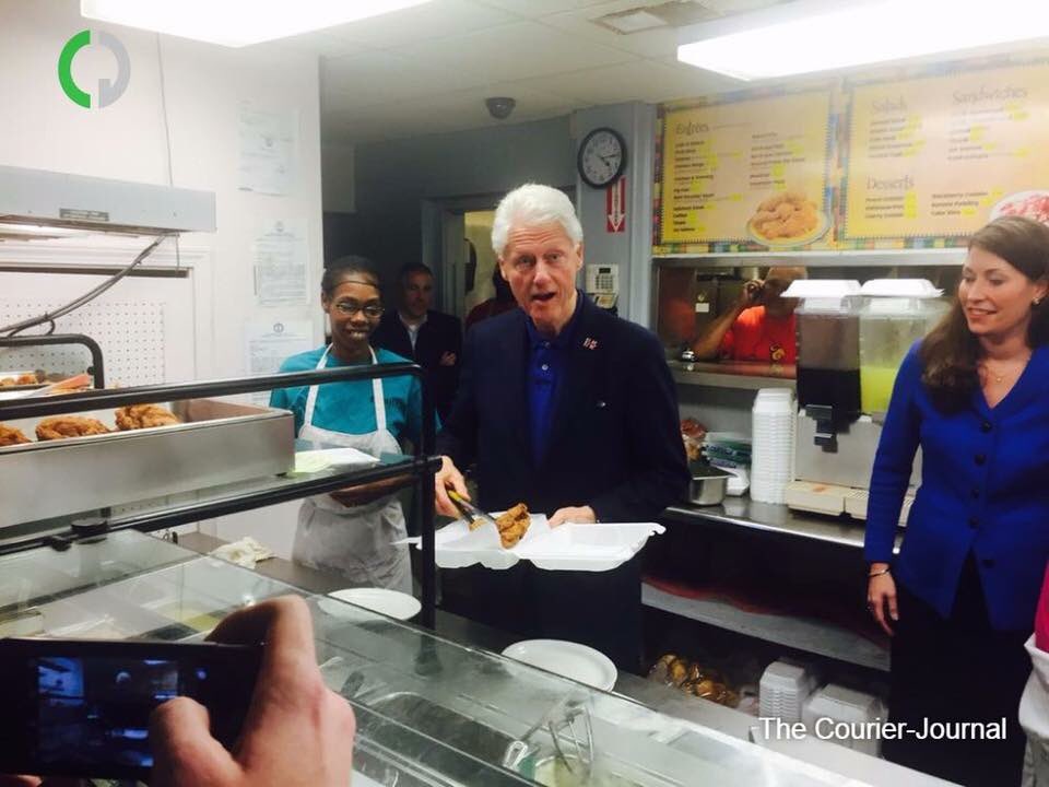 World News:Bill Clinton visits Louisville, ‘literally serves fried ...